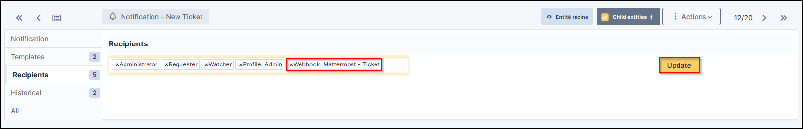 Set up the webhook in GLPI — Documentação GLPI plugins